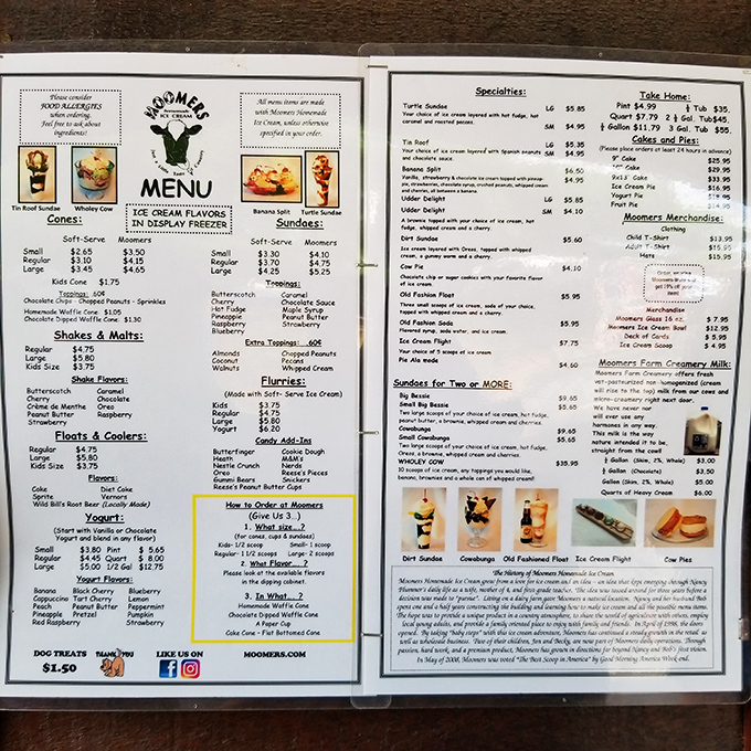 The menu board at Moomers reads like a fantasy novel where every character is delicious and the plot always thickens&mdash;just like their shakes.