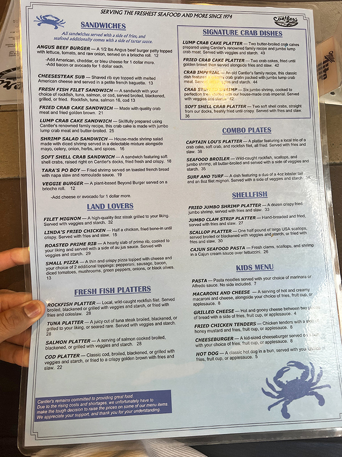 A menu that reads like a love letter to the Chesapeake Bay. Decision paralysis has never been so delicious.