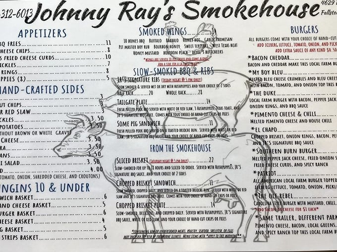 This menu isn't just a list of options&mdash;it's a roadmap to happiness with smoke-kissed meats as your ultimate destination.