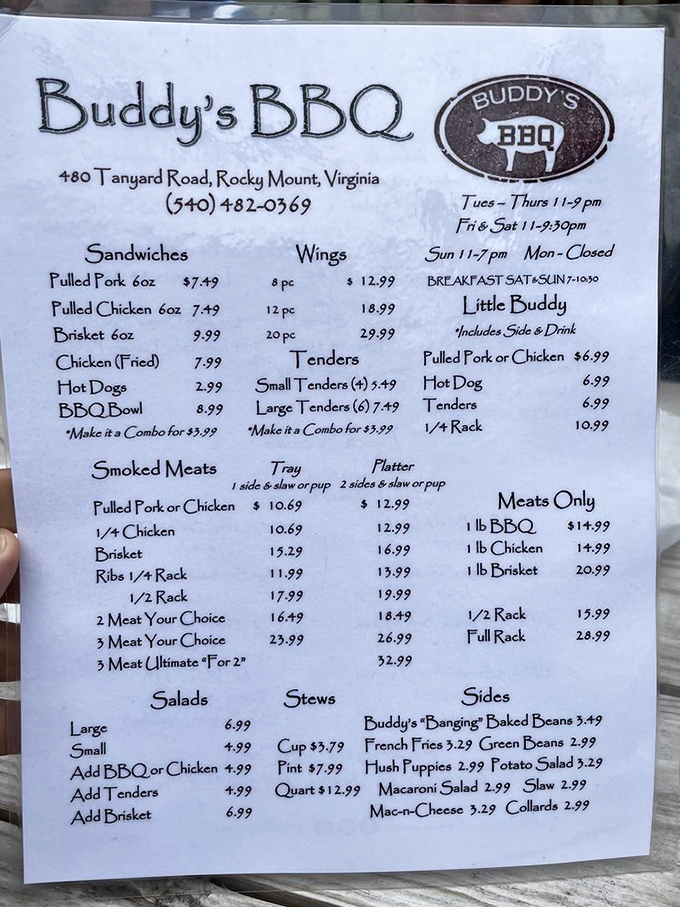 The menu at Buddy's BBQ reads like a love letter to smoked meat. Decisions, decisions&mdash;all of them delicious.
