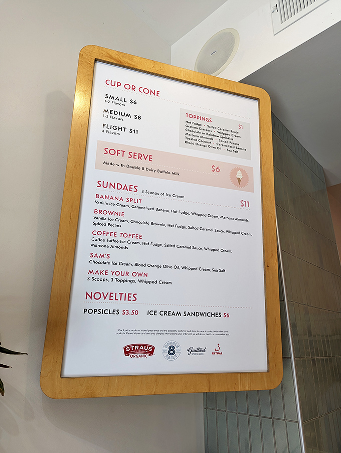 The menu board reveals the blueprint to bliss. Sundaes, flights, and soft serve &ndash; decisions this important shouldn't be rushed.