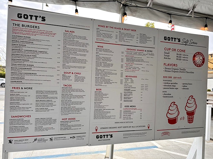 A menu that reads like a love letter to American comfort food, with enough options to make decision-making the hardest part of your visit.