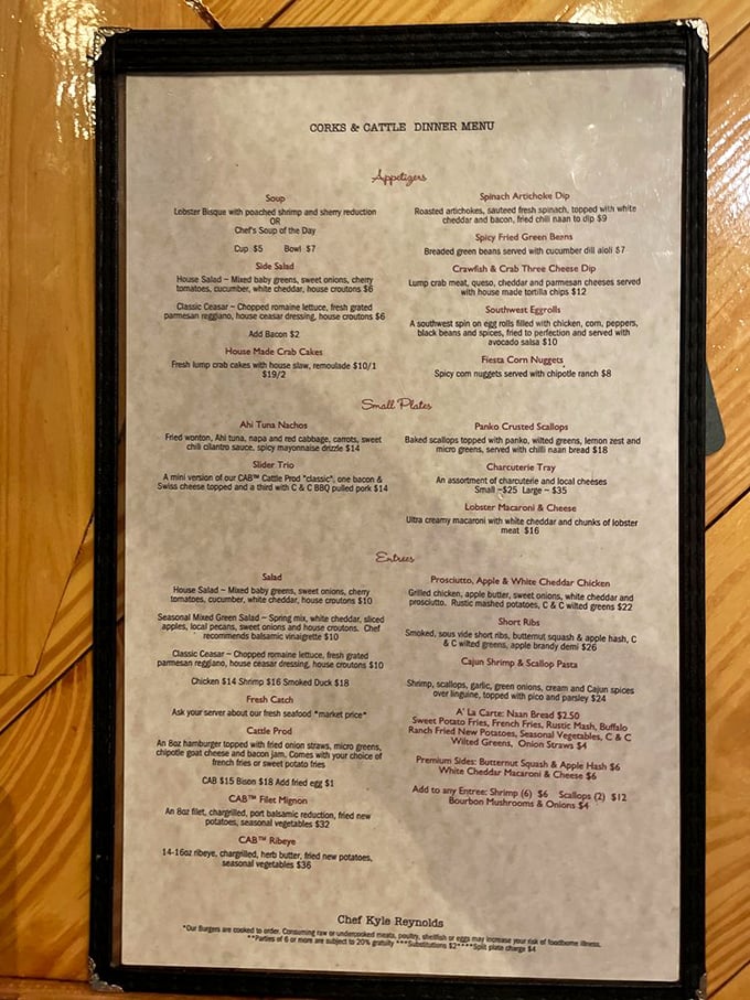 A menu that reads like a love letter to carnivores. Chef Kyle Reynolds has crafted a selection that makes decision-making deliciously difficult.