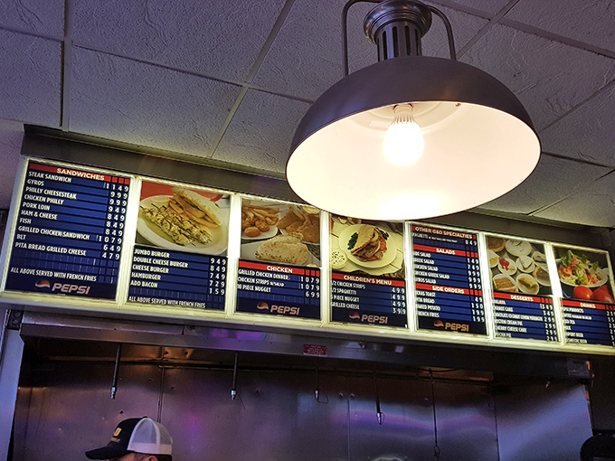 The menu board tells you everything you need to know&mdash;this place prioritizes substance over style. Decisions, delicious decisions!