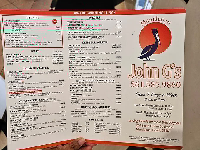 This menu is like a roadmap to happiness&mdash;with breakfast bliss on one side and lunch legends on the other.