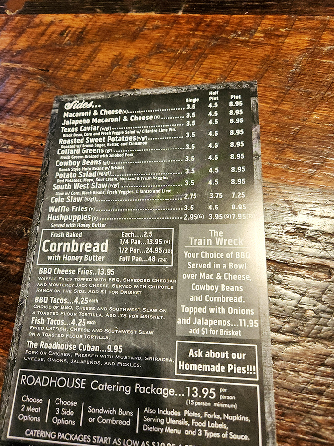 This menu isn't just a list of food&mdash;it's a roadmap to happiness. The "Train Wreck" isn't a warning; it's a promise.