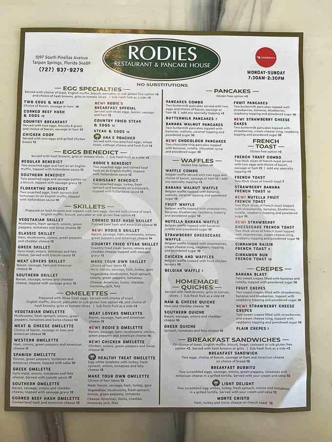 The menu at Rodie's reads like a breakfast lover's bucket list &ndash; from classic pancakes to creative benedicts, it's a roadmap to morning happiness.