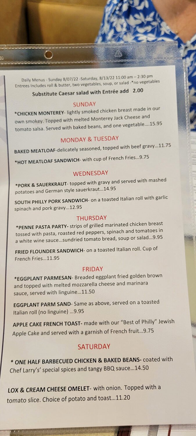 This menu isn't just a list of food&mdash;it's a weekly calendar of comfort that gives Philadelphians something delicious to look forward to every day. 