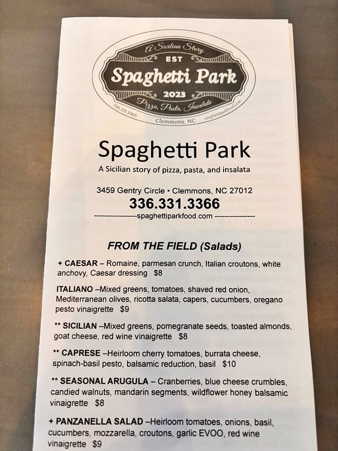 This menu reads like a love letter to Sicily. Each dish promises a story told through generations of Italian cooking wisdom.