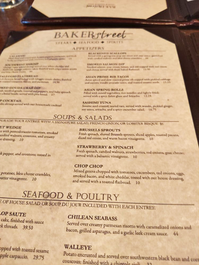 A menu that reads like a love letter to carnivores. Notice how they don't just list items but describe them with the reverence usually reserved for fine art or visiting dignitaries.