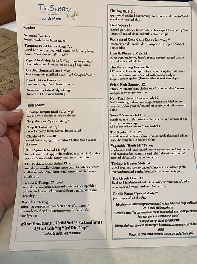 Menu treasure map where X marks the spot: those legendary crab cakes hiding among equally tempting companions.