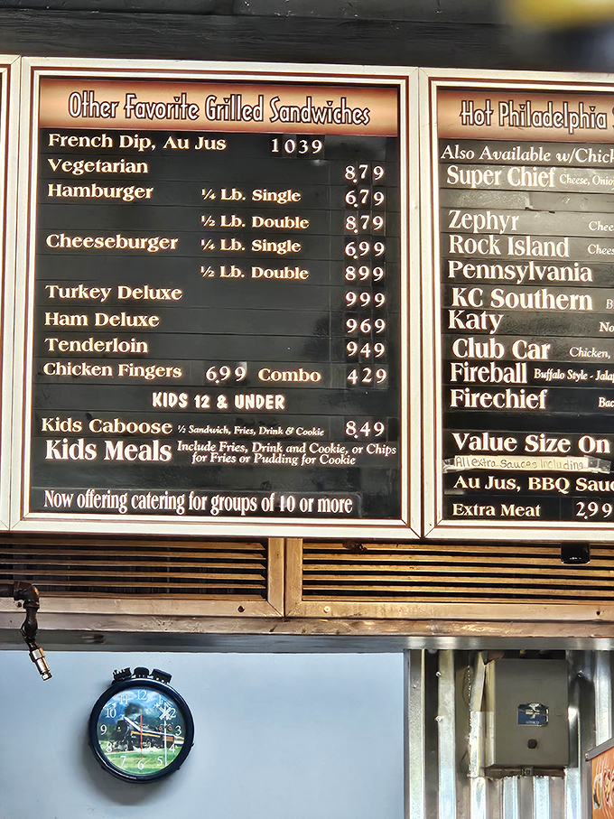 The menu board reads like a railway map to deliciousness, with each sandwich promising its own journey of taste.