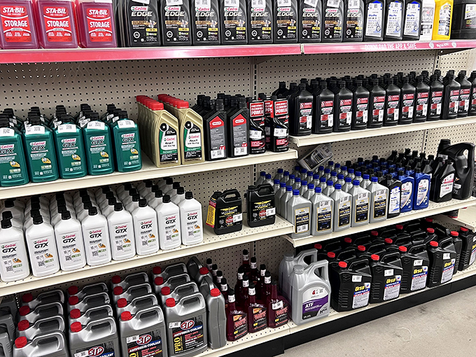 Even car maintenance becomes less painful when you're paying wholesale prices. The automotive section rivals any parts store, minus the sticker shock.