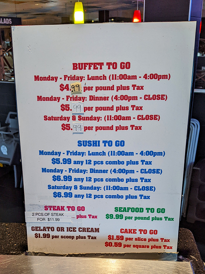 The "to-go" menu board feels like a cheat code for life&mdash;buffet by the pound means your car can smell like seven different cuisines simultaneously.