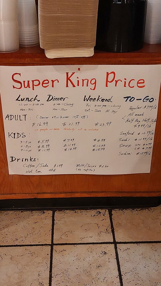 The pricing board &ndash; a beautiful mathematical equation where the cost of your meal is inversely proportional to your appetite's ambition.