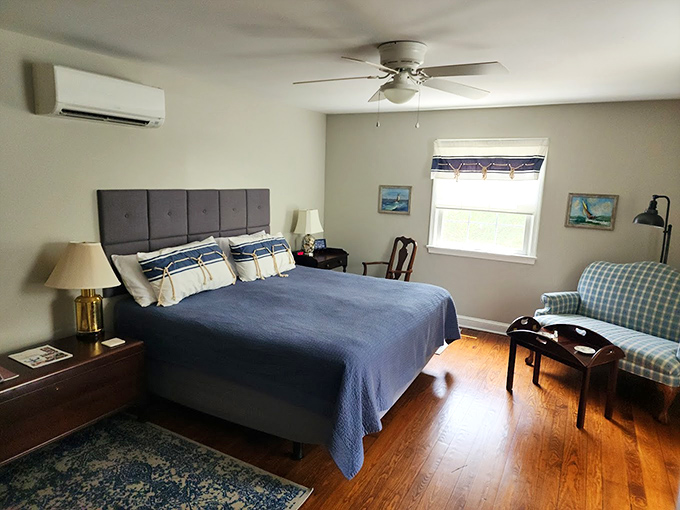 The Commander's Room offers nautical-themed tranquility with modern amenities cleverly disguised as "yes, you can actually be comfortable while experiencing history."