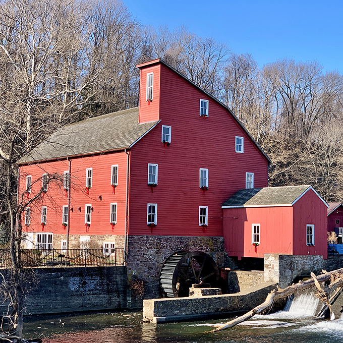Not just any red building&mdash;the Red Mill Museum Village is basically the George Clooney of historic structures: aged perfectly and impossibly photogenic.