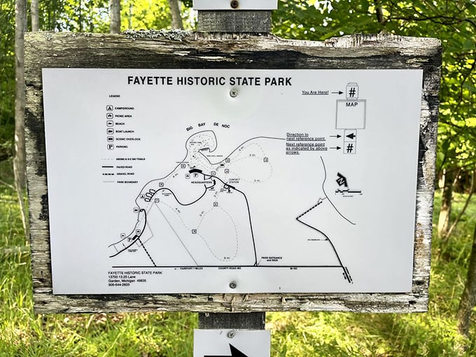 Every adventure needs a roadmap. This weathered trail guide promises hidden corners of history and nature waiting just around the bend.