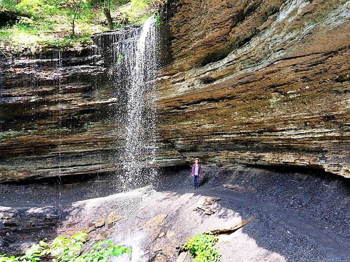 Standing beneath this waterfall is like finding nature's air conditioning&mdash;a refreshing moment where time stands still and worries wash away.