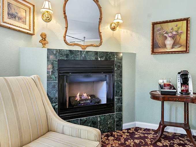 The fireplace that launched a thousand romantic evenings. Nothing says "put your phone down and actually talk" quite like dancing flames and comfortable seating.