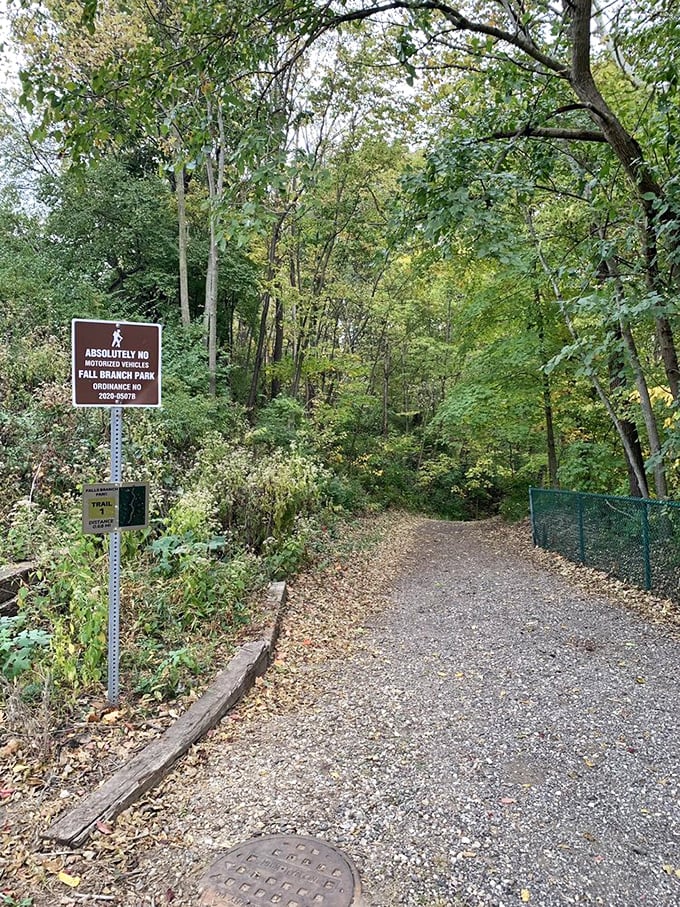 The path less traveled, but well worth taking. This trail through Fall Branch Park leads adventurers to Indiana's tallest natural wonder.