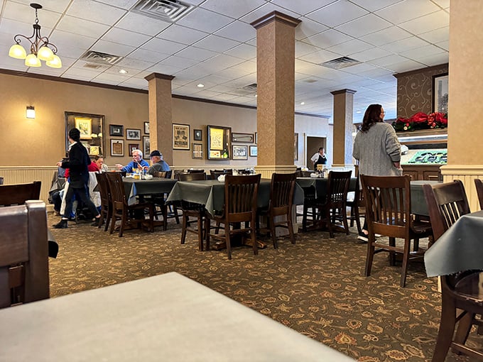 Inside Myrtie Mae's, tables await hungry travelers like an invitation to Sunday dinner at grandma's&mdash;if grandma could cook for a hundred people at once.