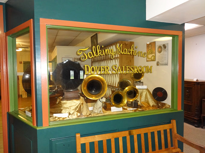 Step back in time at the recreated Dover Salesroom, where brass horns and vintage records once promised musical magic to early 20th-century shoppers.