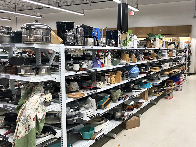 Kitchen gadget heaven awaits the culinary curious. Somewhere in this aisle is the perfect pasta maker someone regretted putting on their wedding registry.