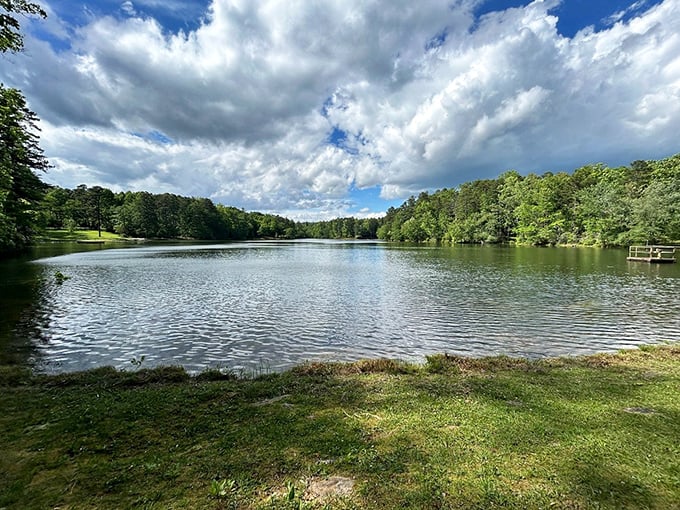 Cloud-watching gets an upgrade when there's a perfect reflection. This lake view makes you wonder why we ever invented indoor entertainment.