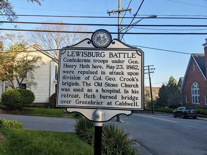 History doesn't just sit in museums here&mdash;it stands proudly on street corners. This marker reminds us that Lewisburg's charming streets once witnessed Civil War drama.