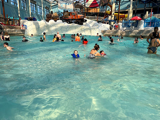 The wave pool offers gentle ripples for all ages, with strategically positioned lifeguards ensuring everyone's splash time remains safe.