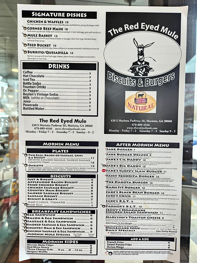 This menu reads like a love letter to breakfast fundamentals. Notice how they don't waste precious space on kale or avocado toast trends.