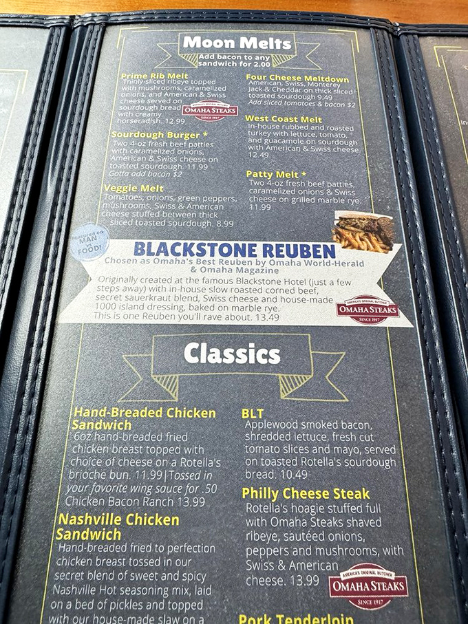 The menu tells the tale – that Blackstone Reuben has been crowned Omaha's best by local publications for good reason.