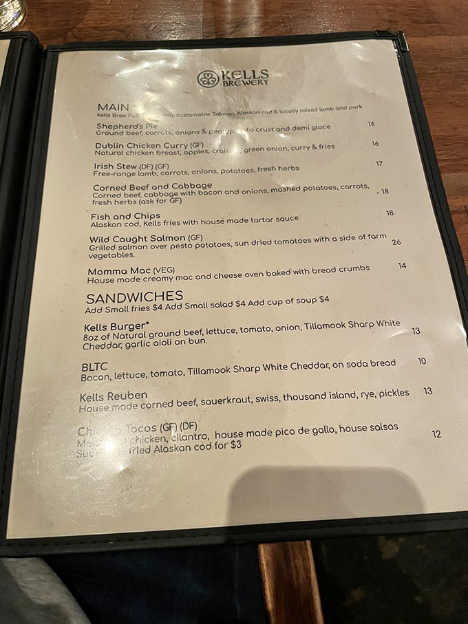 The menu reads like a love letter to Irish comfort food, with shepherd's pie taking center stage among a supporting cast of Celtic classics. 