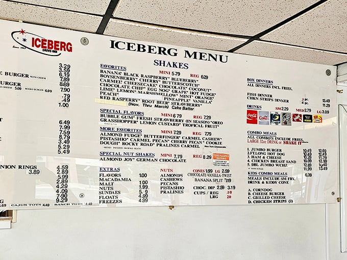 The menu board reads like a dessert lover's bucket list&mdash;dozens of shake flavors that'll have you planning return visits before you've finished your first.