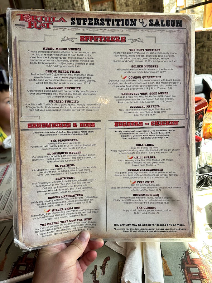This isn't just a menu&mdash;it's a treasure map to culinary gold. The "Mucho Mucho Nachos" aren't kidding about the "mucho" part.