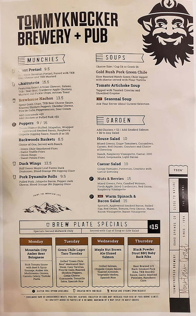 This menu isn't just a list&mdash;it's a treasure map to culinary delight. Each item promises a mountain-sized flavor adventure worth embarking on.