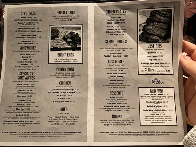 This menu isn't just food options&mdash;it's a roadmap to carnivore heaven. The photos alone are enough to make your stomach growl in anticipation.