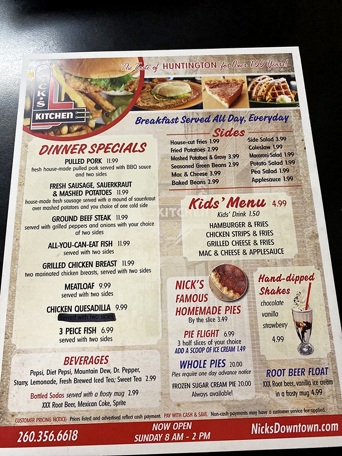 This menu isn't just a list of food&mdash;it's a roadmap to happiness, with breakfast all day and homemade pies worth every calorie.