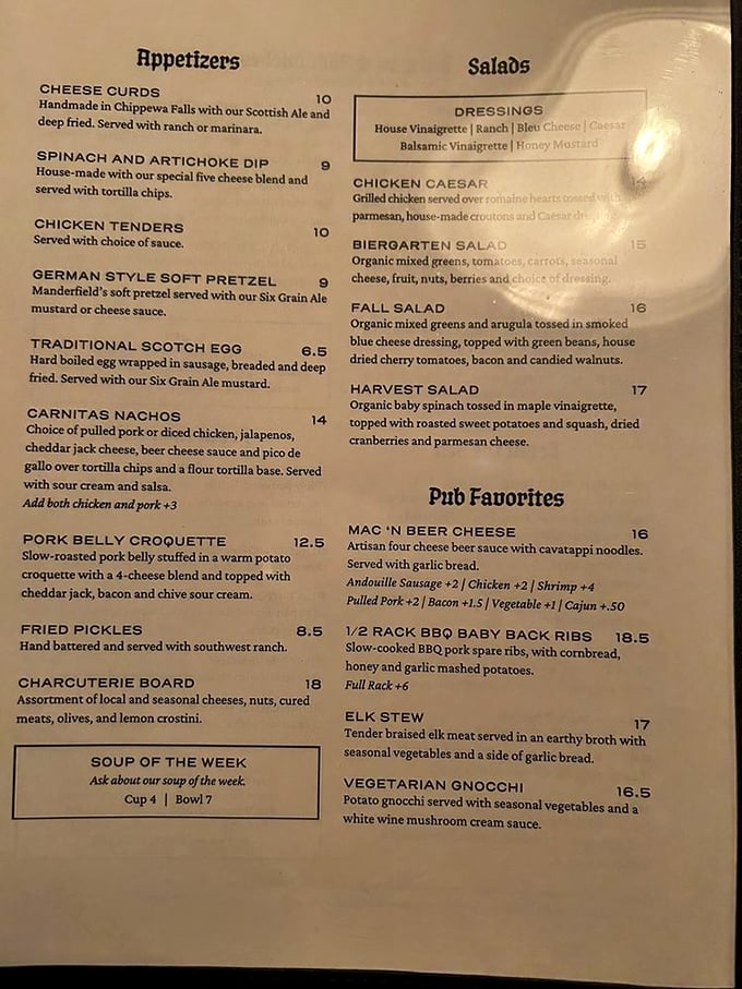 A menu that reads like Wisconsin's greatest hits album. From cheese curds to elk stew, each dish promises a delicious adventure.