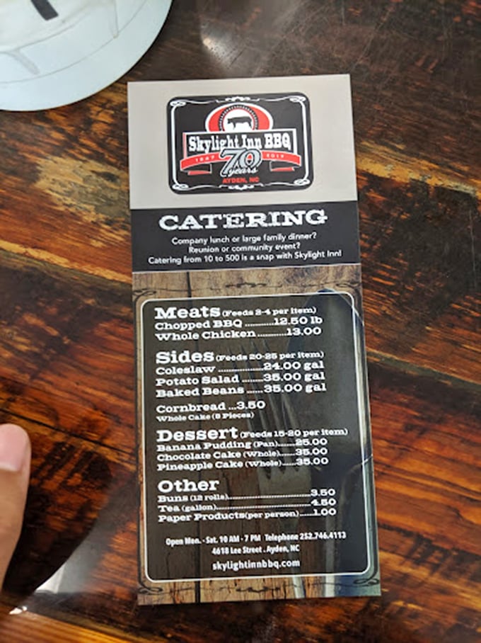 The menu at Skylight Inn doesn't need fancy descriptions or trendy ingredients. When you've perfected barbecue, brevity becomes a virtue.