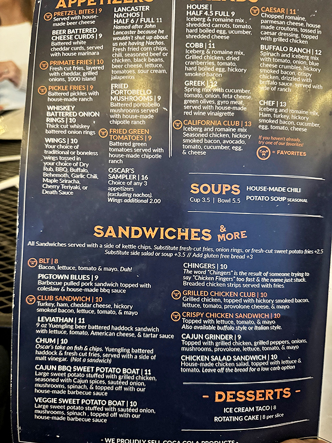 
A menu that turns decision-making into an existential crisis. Each option sounds better than the last, making "I'll have what they're having" a solid strategy. 