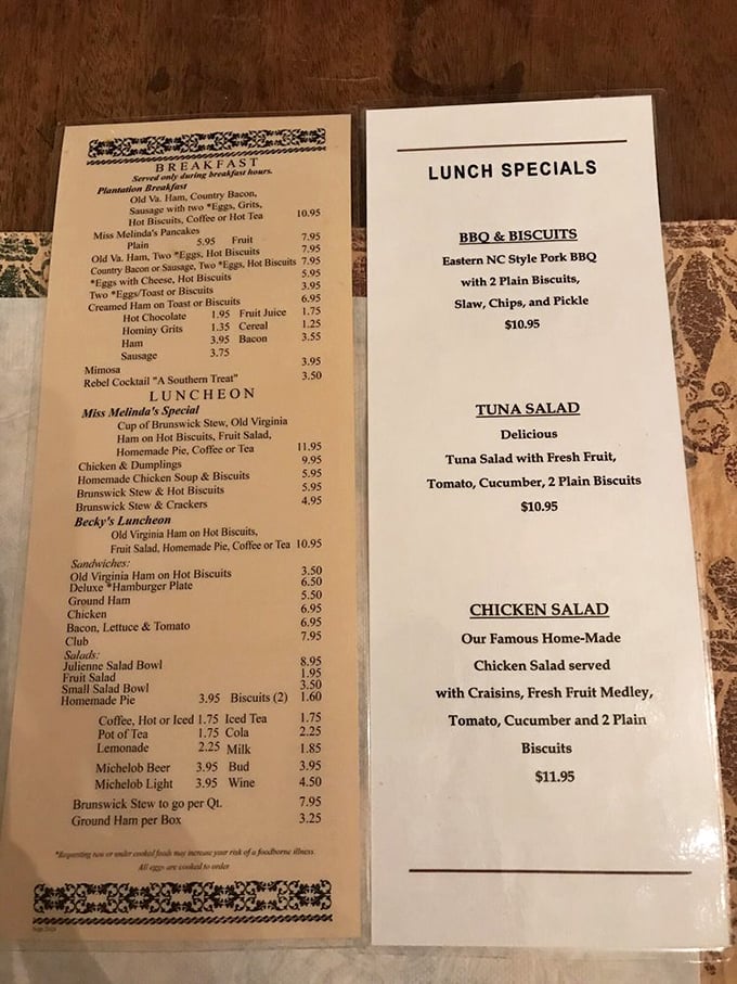 A menu that doesn't need fancy fonts or pretentious descriptions&mdash;just honest Southern cooking that's stood the test of time.