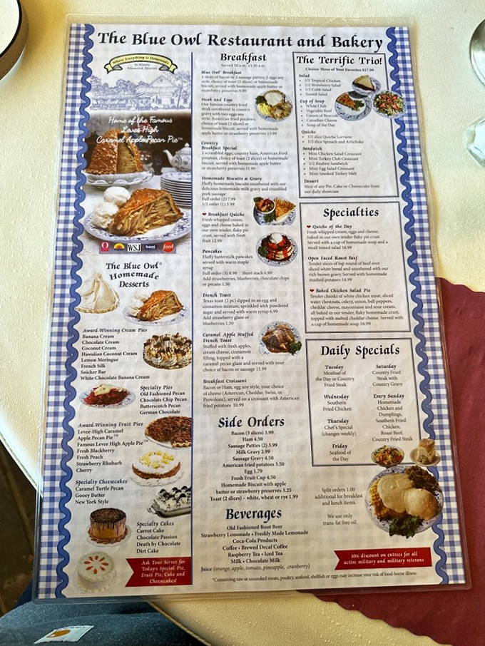 The menu reads like a love letter to comfort food. Choosing between these homemade delights might be the hardest decision you'll make all day.