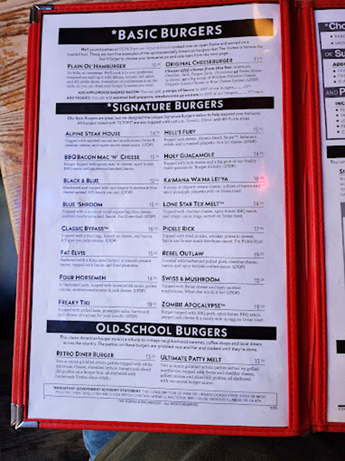 Reading this menu is like browsing a cardiologist's nightmare wish list&mdash;the Zombie Apocalypse and Fat Elvis burgers aren't for the faint of heart.