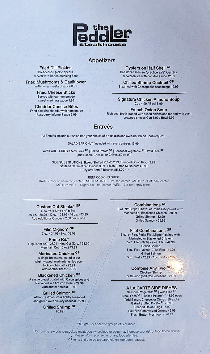 The menu reads like a love letter to meat enthusiasts&mdash;custom-cut steaks and classic sides that would make your cardiologist wince but your taste buds sing.