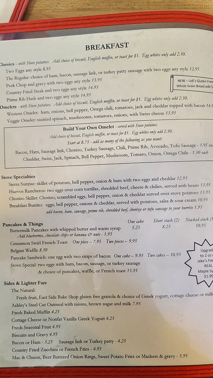 A menu that reads like a love letter to breakfast classics. The real struggle isn't finding something good&mdash;it's narrowing down your choices.