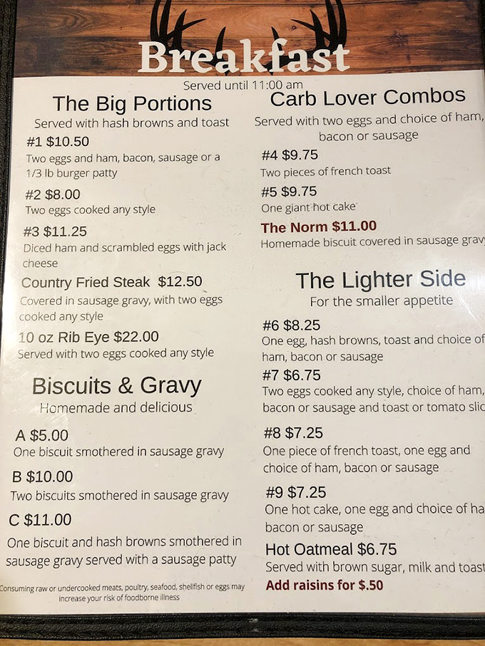 Breakfast at the Mohawk isn't playing around &ndash; "The Big Portions" section of the menu is truth in advertising that your stomach will thank you for. 