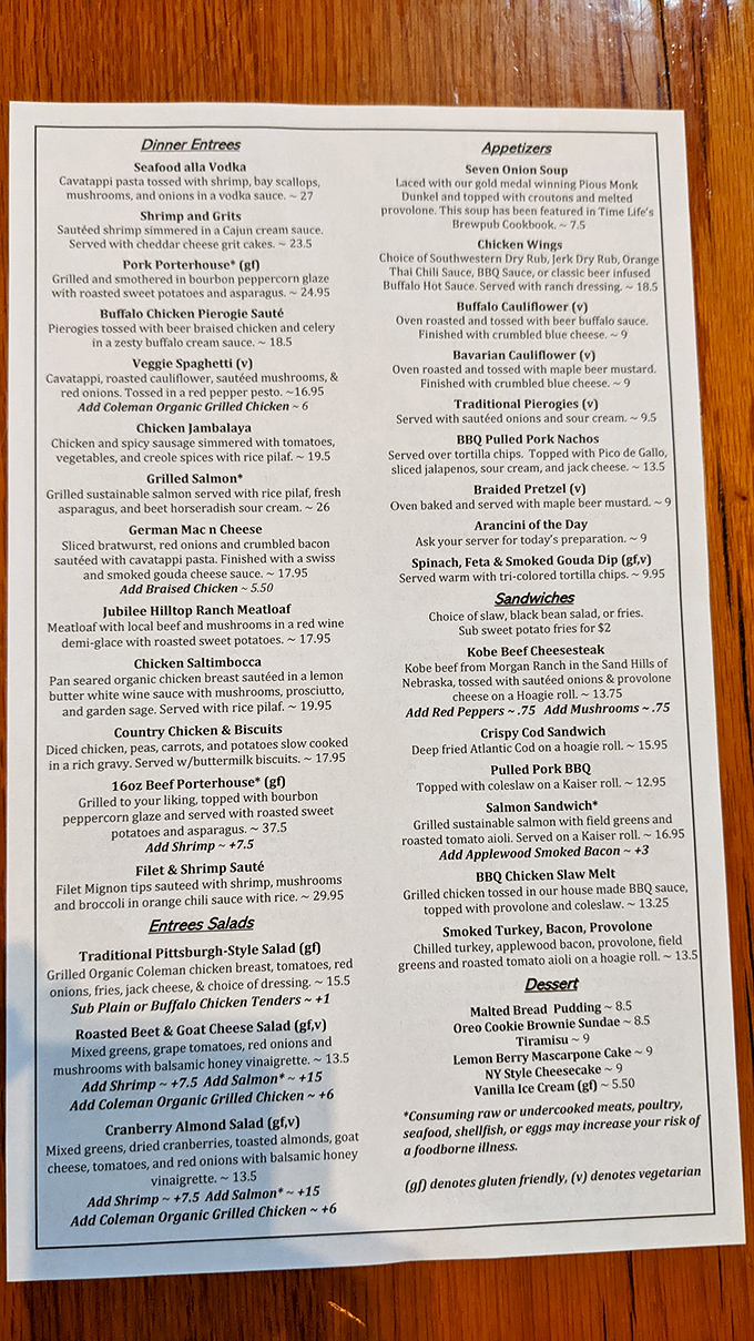 This menu reads like a culinary prayer book. From Buffalo Chicken Pierogies to German Mac n Cheese, salvation comes in many flavors.