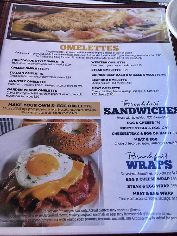 The omelet section of the menu reads like a love letter to eggs&mdash;each option more tempting than the last, with the Hollywood Style stealing the spotlight.